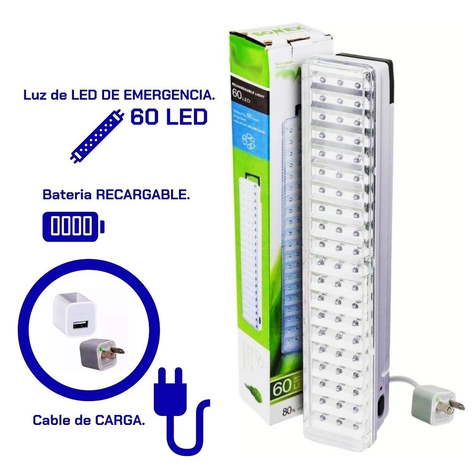 Luces Luz Emergencia 60 Leds Recargable 220v excelente con adaptador ... Luces Luz Emergencia 60 Leds Recargable 220v excelente con adaptador ...